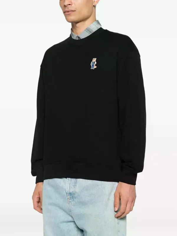 Maison Kitsuné Fox-embroidered Cotton Sweatshirt - Black