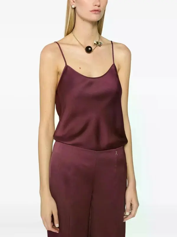 GENNY Satin Spaghetti-strap Top - Red