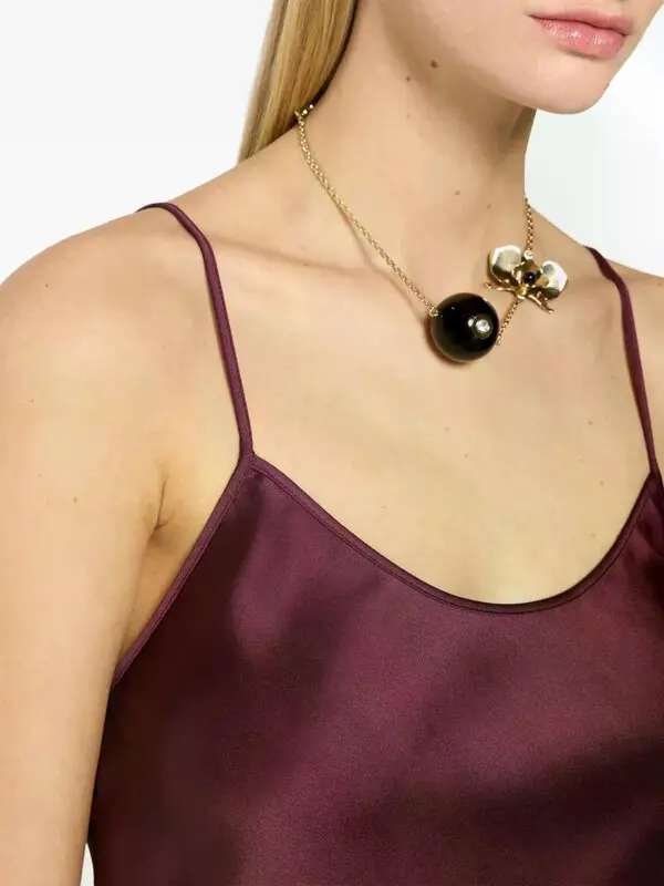 GENNY Satin Spaghetti-strap Top - Red