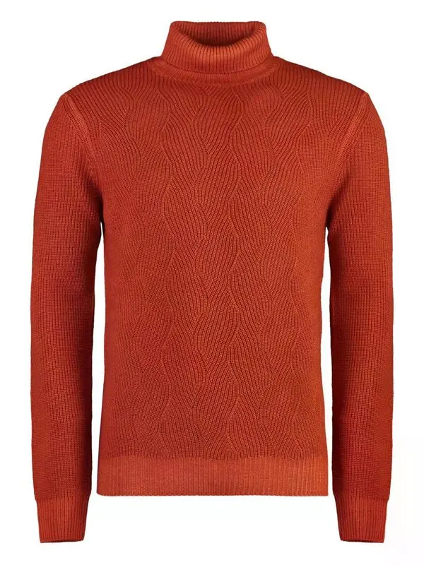 MOORER Ribbed Turtleneck Sweater - Orange