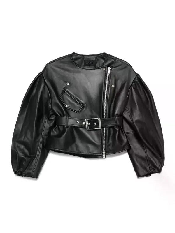 Simone Rocha Belted Puff-sleeve Leather Jacket