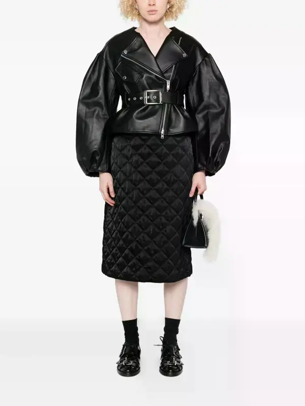 Simone Rocha Belted Puff-sleeve Leather Jacket