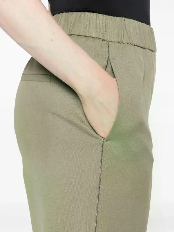Peserico Elastic-waist Embellished Trousers - Green