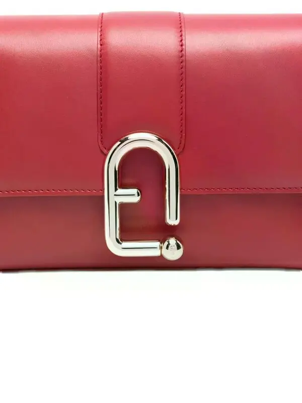 Furla Small Leather Satchel With Clasp Detail - Red