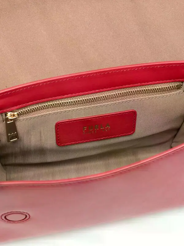Furla Small Leather Satchel With Clasp Detail - Red