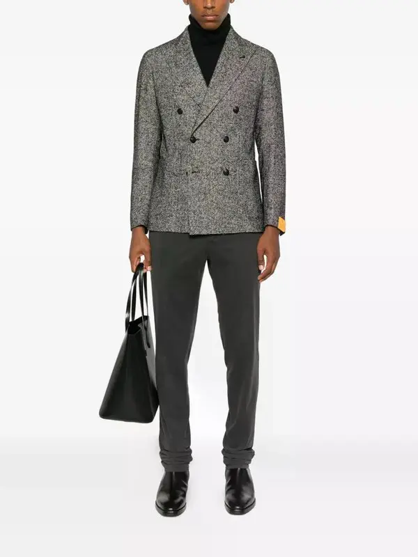 Tagliatore Double-breasted Textured Blazer - Grey