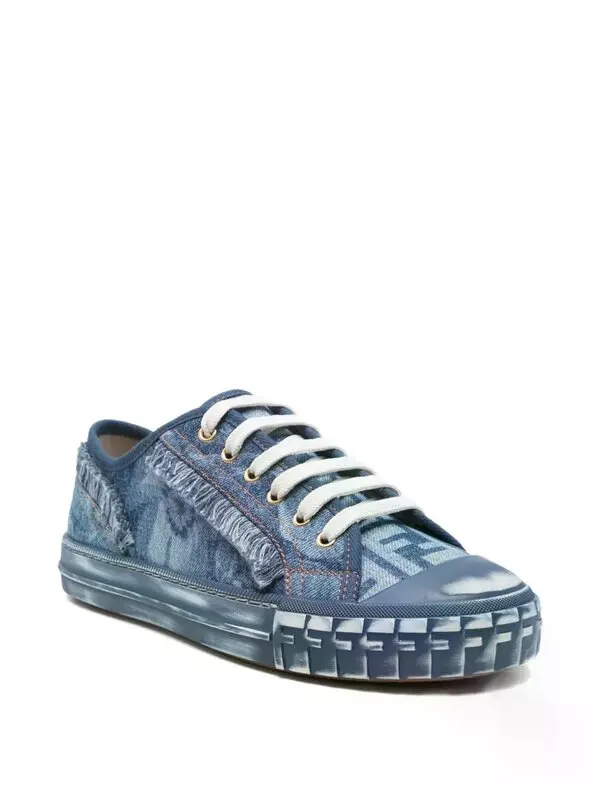 Fendi Frayed Denim Sneakers