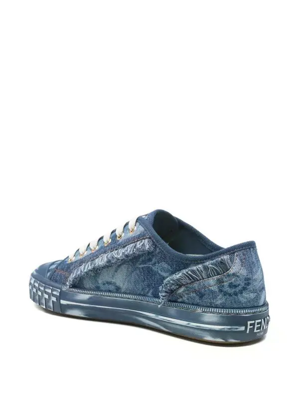 Fendi Frayed Denim Sneakers