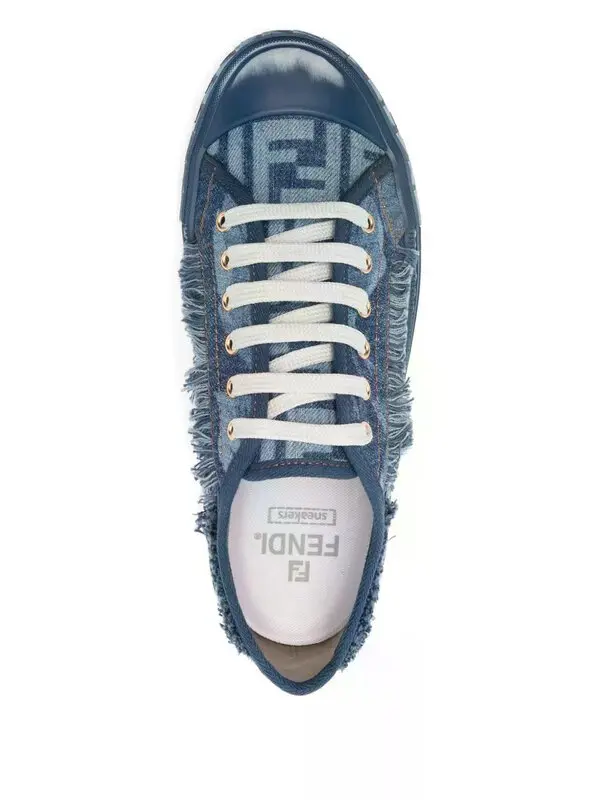 Fendi Frayed Denim Sneakers