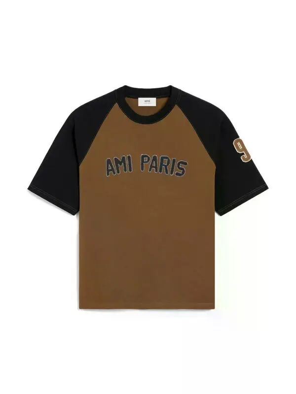 AMI Paris Two-tone Short-sleeve Cotton T-shirt