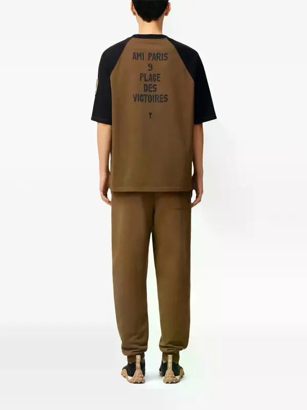 AMI Paris Two-tone Short-sleeve Cotton T-shirt