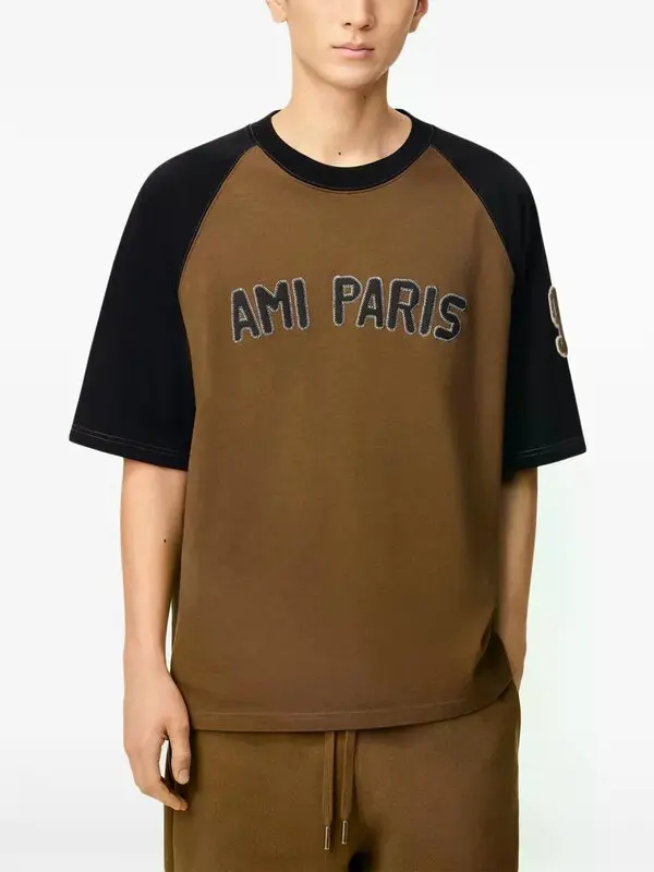 AMI Paris Two-tone Short-sleeve Cotton T-shirt