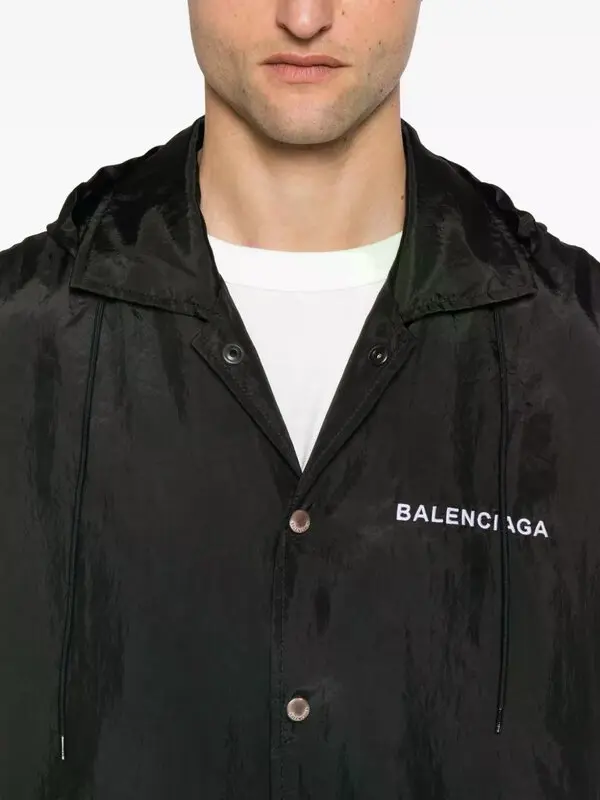 Balenciaga Hooded Logo-embroidered Jacket
