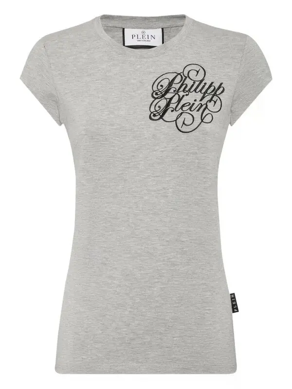 Philipp Plein Logo-embroidered T-shirt - Grey
