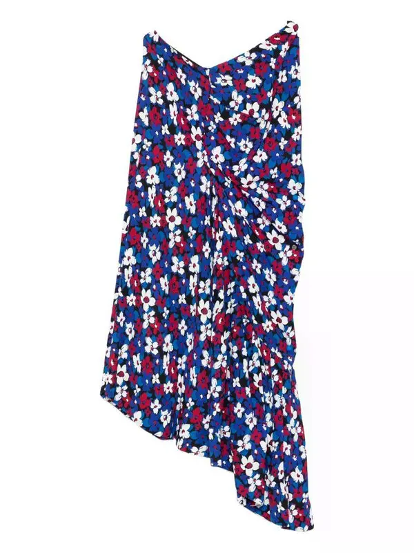Colville Floral-print Asymmetric Skirt - Blue