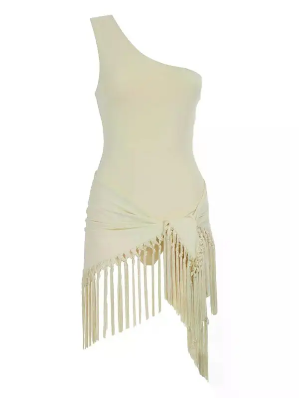 TALLER MARMO One-shoulder Swimsuit With Fringe - Neutrals