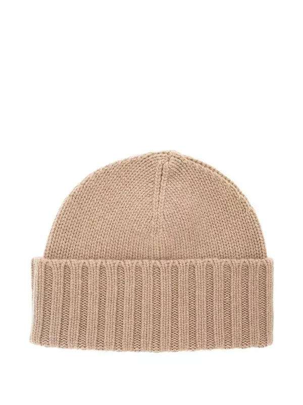 KANGRA Cashmere Ribbed Beanie - Brown