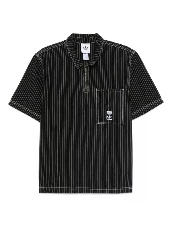 Adidas Striped Half-zip Polo Shirt - Black