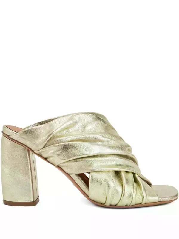 FORTE_FORTE Pleated Cross-strap Heeled Mules