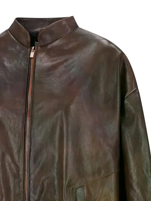 Magda Butrym Leather Zip-front Bomber Jacket