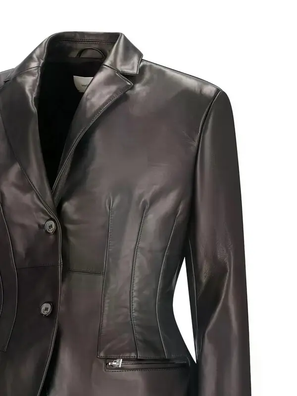 Magda Butrym Leather Blazer With Stitch Waist