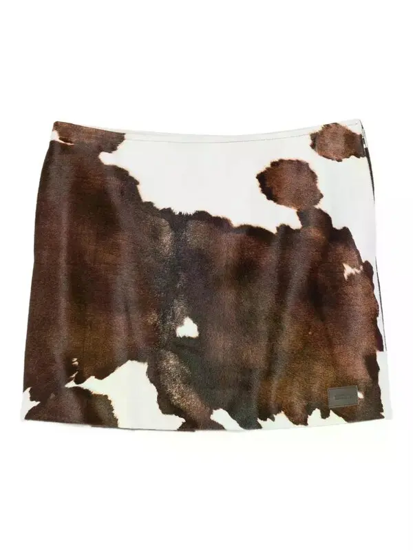 Moschino Cow-print A-line Mini Skirt - Brown