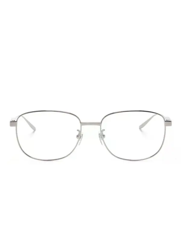 Gucci Logo-debossed Rectangle-frame Eyeglasses - Silver