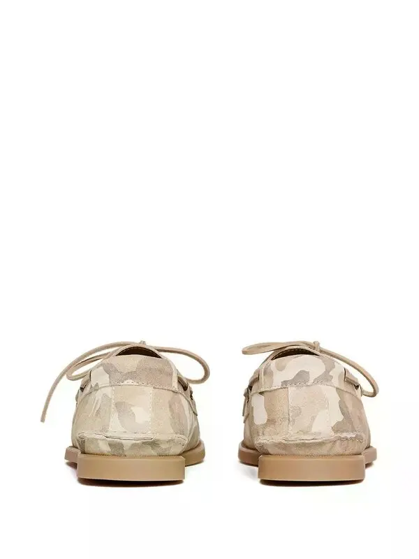 SCAROSSO Camouflage Suede Boat Shoes - Neutrals