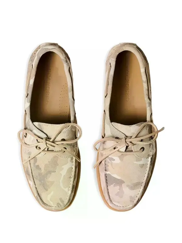 SCAROSSO Camouflage Suede Boat Shoes - Neutrals