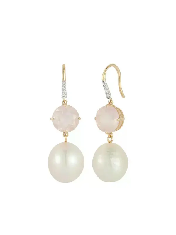 Mateo Topaz Pearl Drop Earrings - Pink