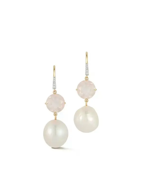 Mateo Topaz Pearl Drop Earrings - Pink