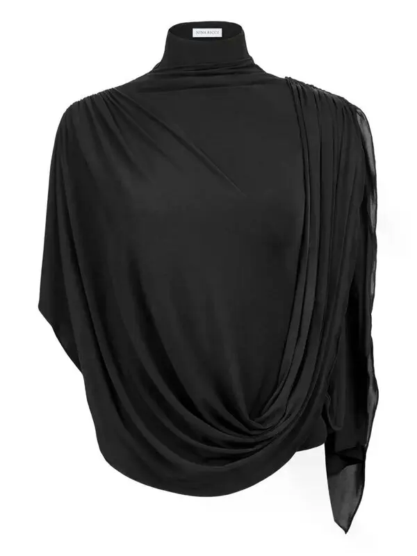Nina Ricci High-neck Draped Top - Black