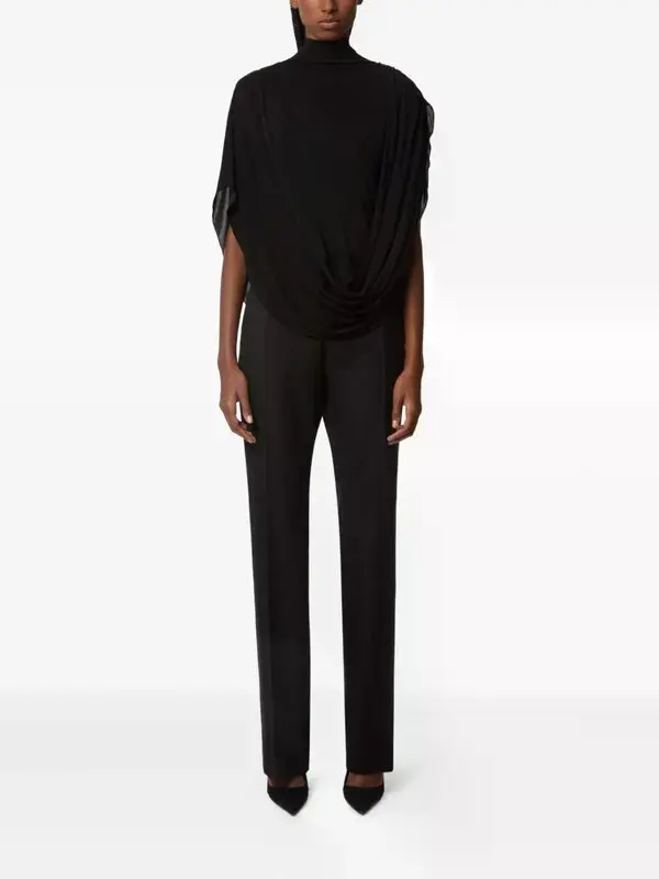 Nina Ricci High-neck Draped Top - Black