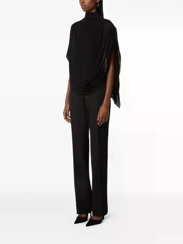 Nina Ricci High-neck Draped Top - Black