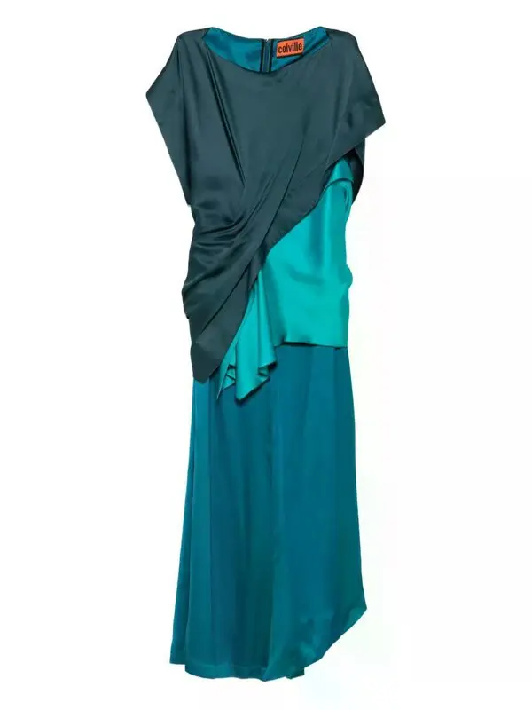 Colville Seung Draped Silk Dress - Green