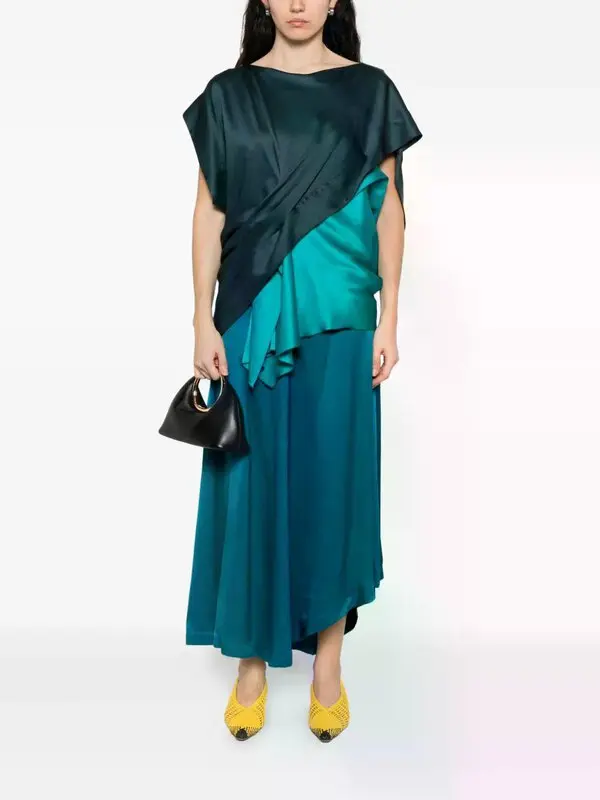 Colville Seung Draped Silk Dress - Green
