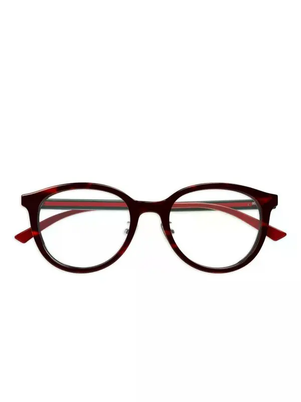 Gucci Web-stripe Round-frame Glasses - Black