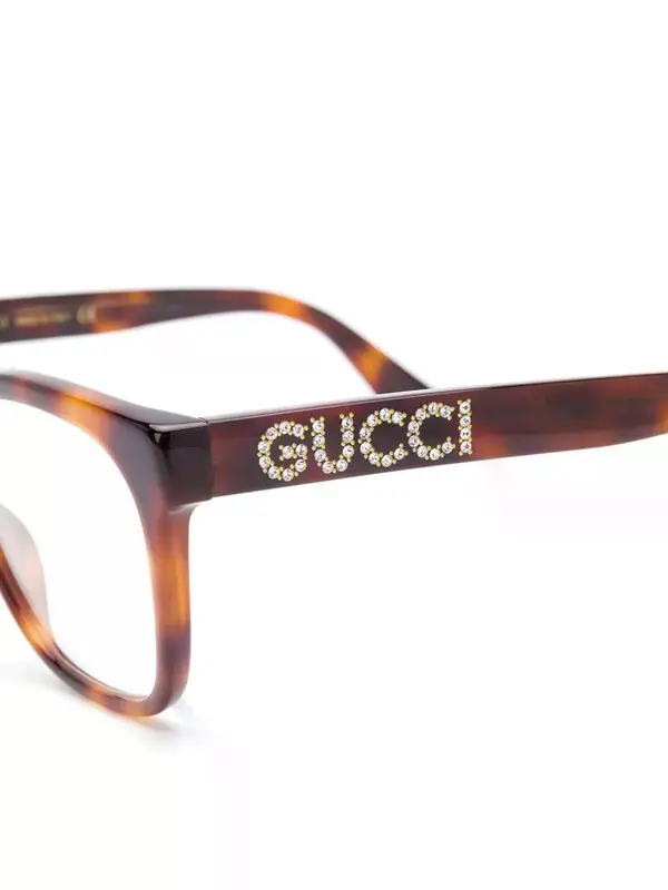 Gucci Crystal-embellished Square-frame Glasses