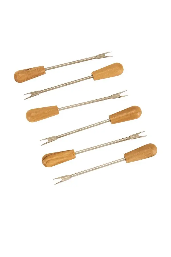 VERVE CULTURE Set Of 6 Olivewood Aperitivo Forks - Brown