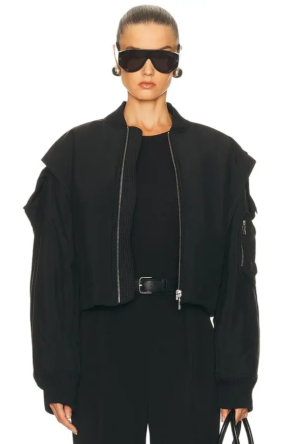 JEAN PAUL GAULTIER Hidden Hood Bomber Jacket - Black