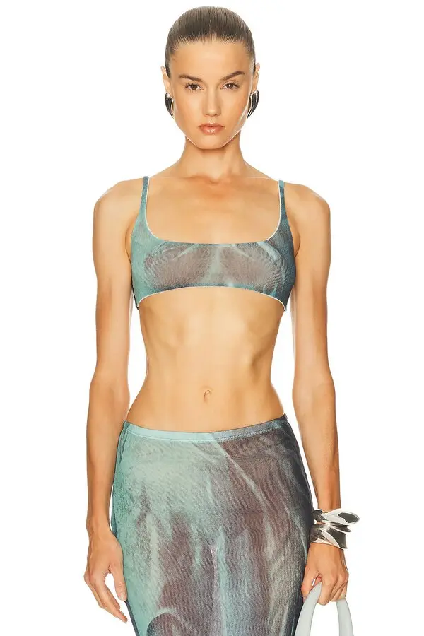 Jean Paul Gaultier Water Bra Top In Teal - Indigo & Vintage Blue