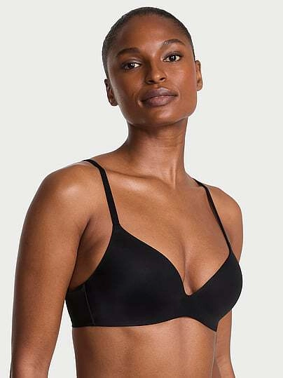 Victoria's Secret Body Victoria Flexfactor High-shine Lightly Lined Plunge Demi Bra - Black