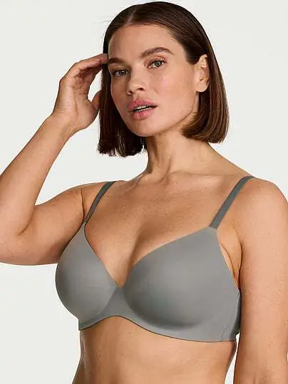 Victoria's Secret Body Victoria Flexfactor Lightly Lined Plunge Demi Bra - Grey