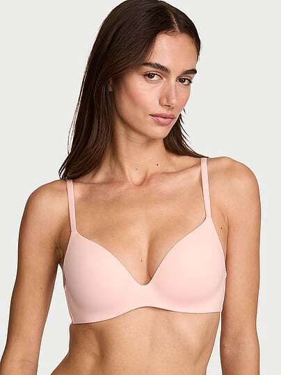 Victoria's Secret Body Victoria Flexfactor High-shine Lightly Lined Plunge Demi Bra - Pink
