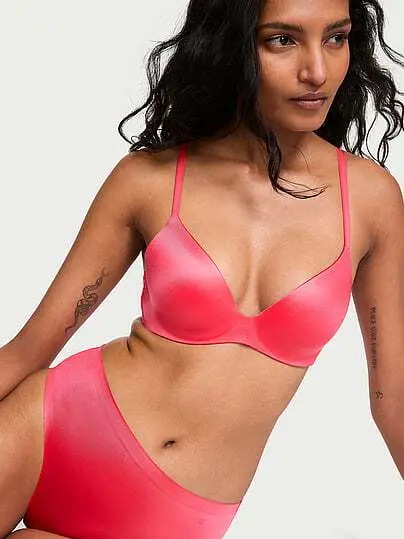 Victoria's Secret Body Victoria Flexfactor Lightly Lined Plunge Demi Bra - Red