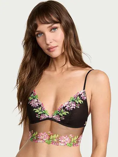 Victoria's Secret Dream Angels Wisteria Embroidery Triangle Bra Top - Print