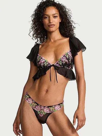 Victoria's Secret Dream Angels Wisteria Embroidery Flutter Bra Top - Print
