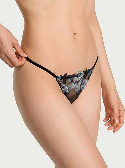 Victoria's Secret Very Sexy Electric Orchid Embroidery V-string Panty - Print