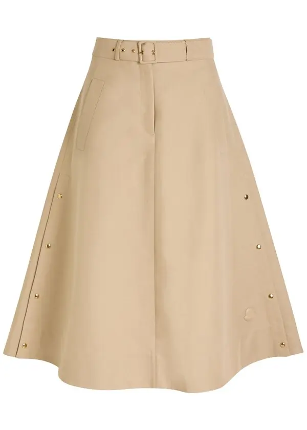 Moncler Cotton-poplin Midi Skirt - Beige