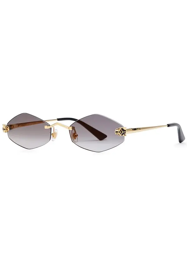 CARTIER Rimless Oval-frame Sunglasses - Gold